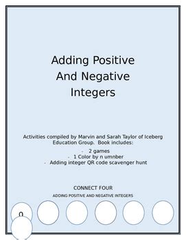 Adding Positive And Negative Integers Bundle By Iceberg Education Group