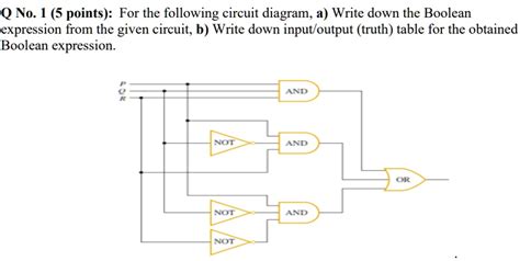 Solved Q No 5 Points For The Following Circuit Diagram A Write