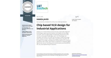 Completion Certificate For Chip Based Vlsi Design For Industrial… Hamza Javed