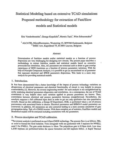 Pdf Statistical Modeling Based On Extensive Tcad Simulations Proposed