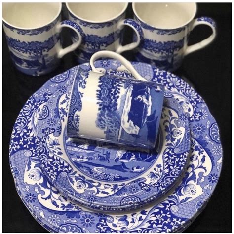 Preorder Spode Dinnerware 12 Pcs Dinner Set Spode Blue Italian Set Plates Mugs Shopee