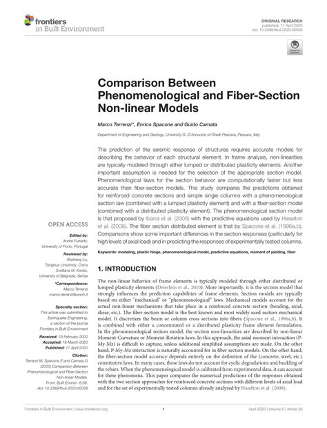 Pdf Comparison Between Phenomenological And Fiber Section Non Linear
