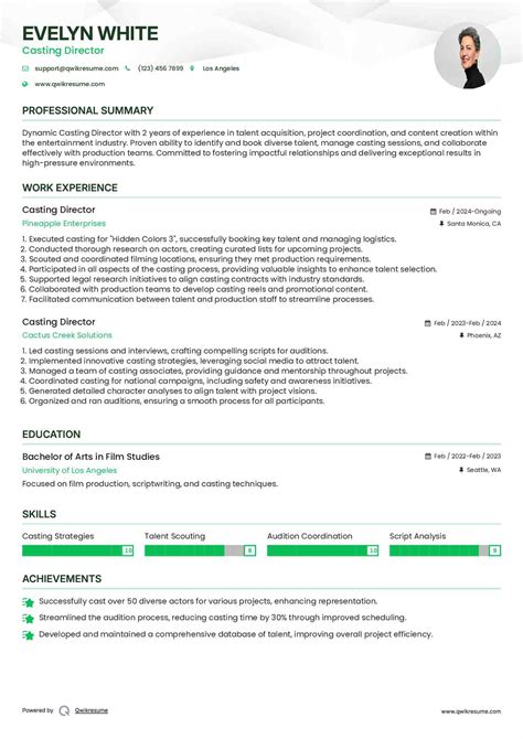 10 Casting Director Resume Samples And Templates For 2025