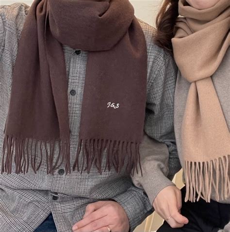 이니셜 자수 울100 목도리 머플러 커플 부모님 선물추천 에이블리