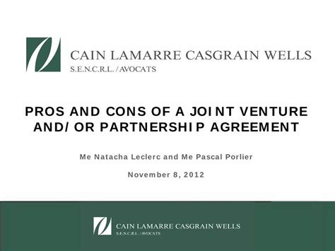 Pdf Pros And Cons Of A Joint Venture Andor Partnership Agreement Dokumentips