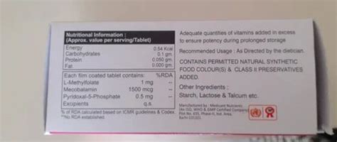 Maa F Tab L Methylfolate Mecobalamine And Pyridoxal 5 Phosphate Tablete At Rs 2790 Box