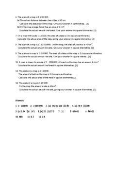 Map Scales - IGCSE Mathematics 0580 Past Papers Worksheet with Answers