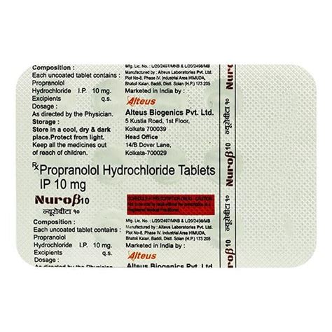 Buy Nuro Beta 10 Tablet 15s Online At Upto 25 Off Netmeds