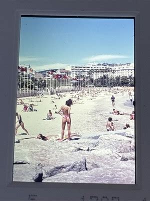 Original 1980s Women French Riviera Topless Bikini 35mm Transparency
