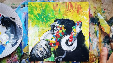 Как нарисовать гориллу в стиле поп арт необычный рисунок красками обезьяны в наушниках Ravlyk