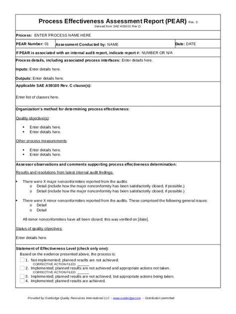 Online Process Effectiveness Assessment Report Doc Template Pdffiller