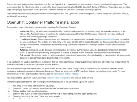 red hat openshift cluster deployment design guide—data analytics with