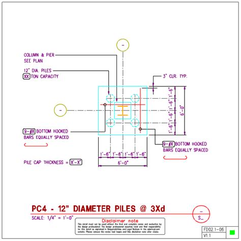 Fd021 Pile Caps With 12 Inch Diameter Piles At 3xd Axiomcpl