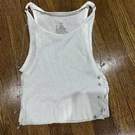 Custom Made Safety Pin Tank Top White Not Sure The Depop