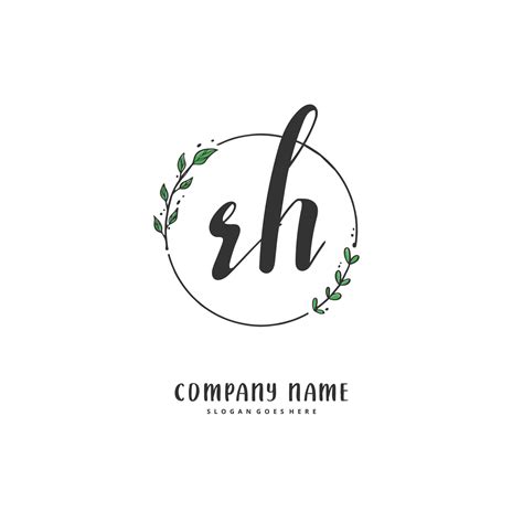 Rh Initial Handwriting And Signature Logo Design With Circle Beautiful