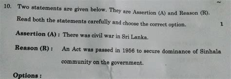 Two Statements Are Given Below They Are Assertion A And Reason R Re