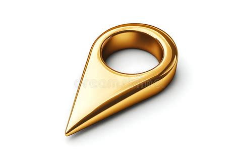 Three Dimensional Gold Location Pointer Icon Isolated On White Background Stock Illustration
