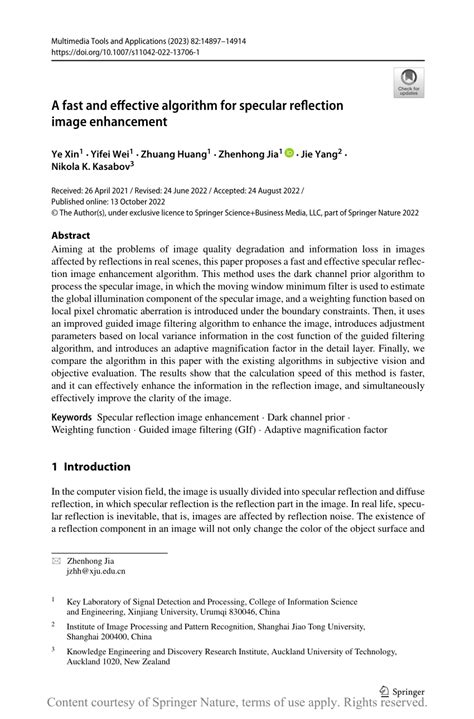 A Fast And Effective Algorithm For Specular Reflection Image