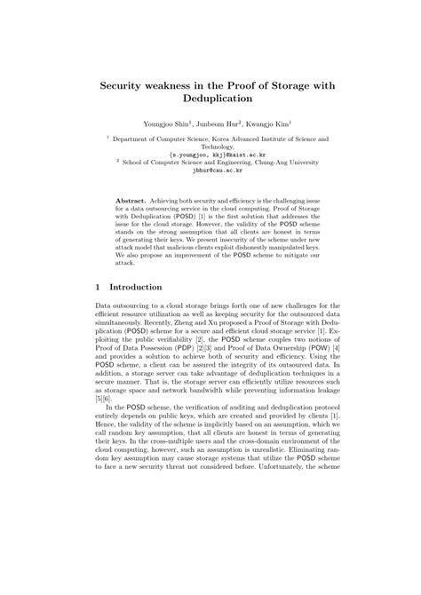 Pdf Secure Proof Of Storage With Deduplication For Cloud Storage Systems