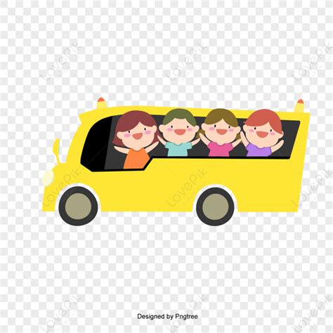 만화 일러스트 타고 학교에 귀여운 아이소년버스 Png 일러스트 무료 다운로드 Lovepik