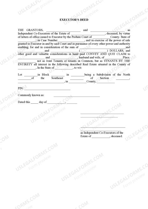 Illinois Executors Deed Executors Deed Illinois Us Legal Forms