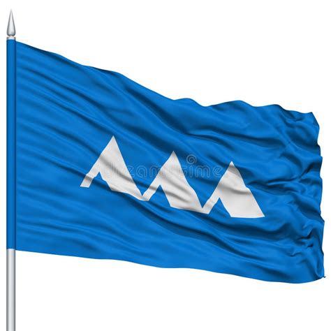 Isolated Yamagata Japan Prefecture Flag On Flagpole Stock Illustration
