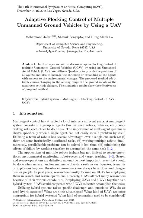 Pdf Adaptive Flocking Control Of Multiple Unmanned Ground Vehicles By