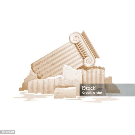 그리스어 열 깨진 기둥 벡터 망가진 열 그림입니다 로마 또는 그리스 고대 건축 대리석 돌 로마 그리스에서 유적을 구축할 수