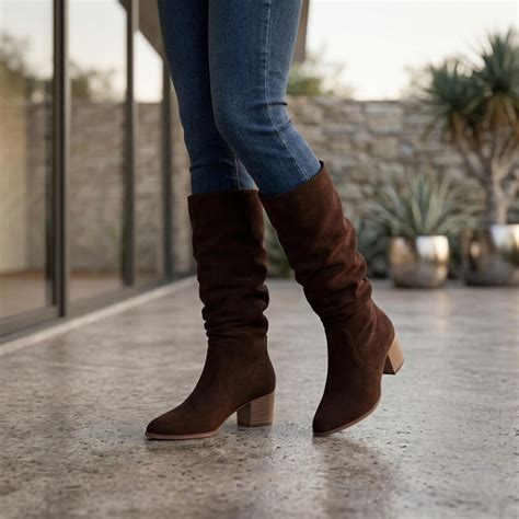 Womens Tall Block Heel Boots Knee High Fashion Boots For Fall Winter