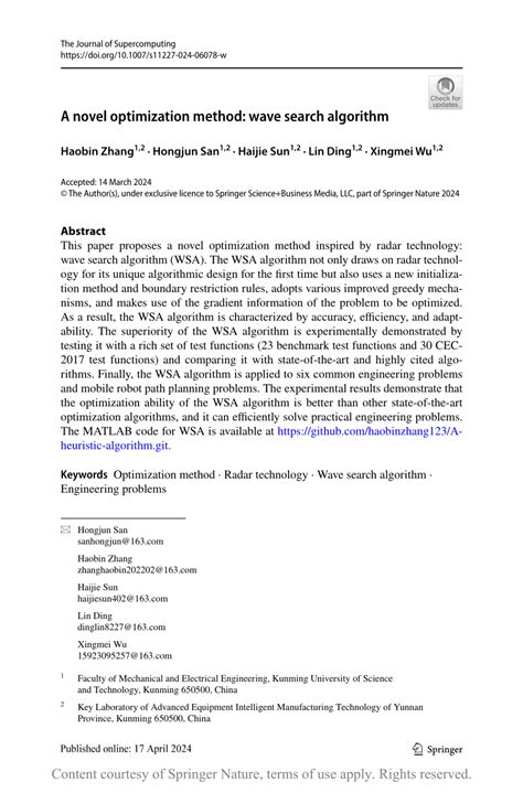 a novel optimization method wave search algorithm