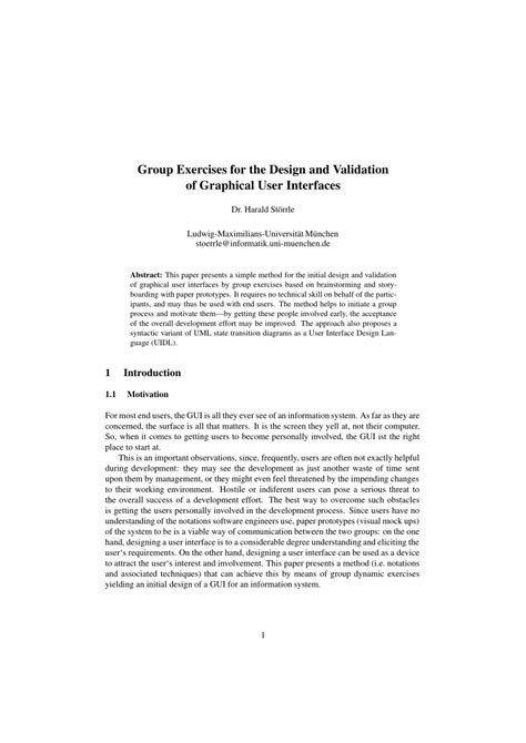 Pdf Group Exercises For The Design And Validation Of Graphical User Interfaces