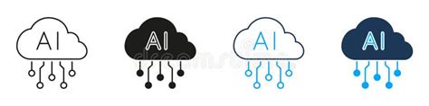 Cloud Ai Data Storage Technology Line And Solid Icon Set Artificial
