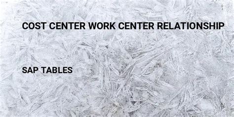 Cost Center Work Center Relationship Table In Sap