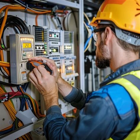 Electrical Engineer Using Digital Multimeter Premium Ai Generated Image