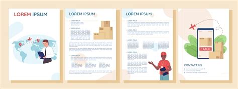 Premium Vector Courier And Postal Services Flat Vector Brochure Template