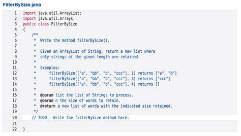 Solved Write The Method Filterbysize Given An Arraylist