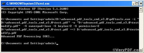 Set The Permission Of Modifying Content Of A Pdf File Using Command