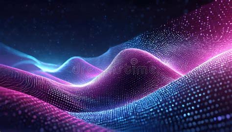 abstract wave of neon lights in a dark space representing data flow stock illustration