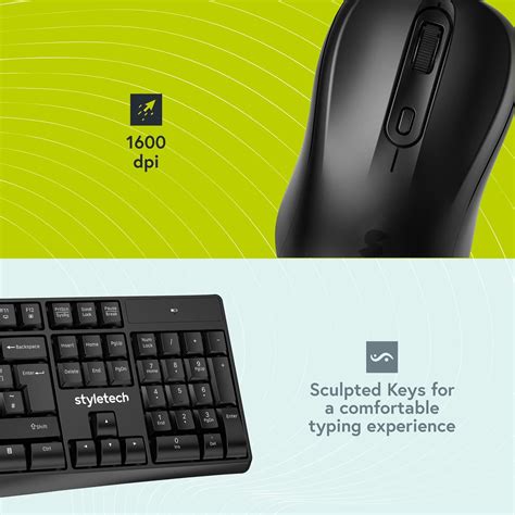 Styletech Wireless Keyboard And Mouse Black Usa