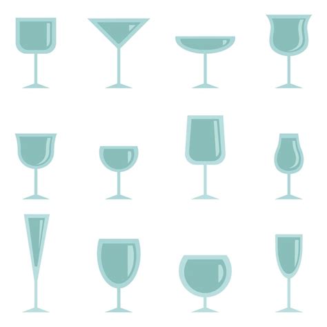Premium Vector Wine Glasses Set Vector Icons