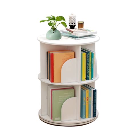 Revolving Bookshelf 2 Tier 360 Rotating Round Bookcase Magazine