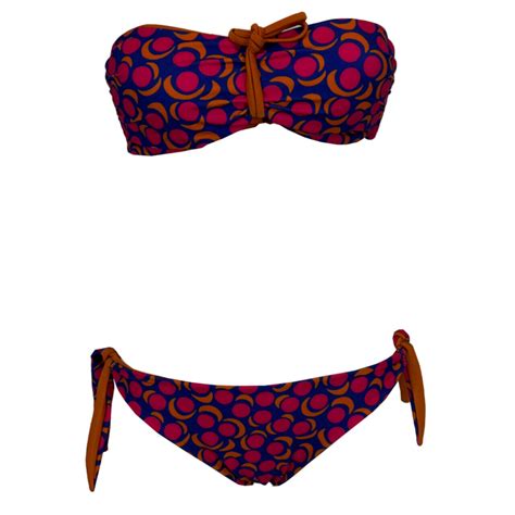 Justmine Double Sided Lined Bandeau Bikini Fuchsialeather 1057 Made In