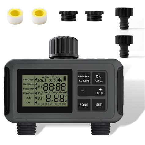 Yieryi Water Timer Garden Irrigation Timer Automatic Sprinkler Timer For Lawn Yard 2 Outlets