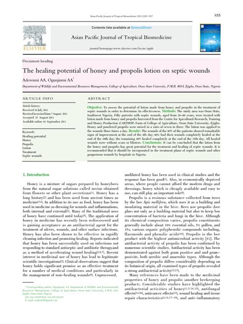 The Healing Potential Of Honey And Propolis Lotion On Septic Wounds