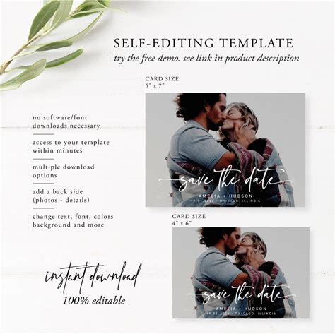 Photo Save The Date Template DIY Engagement Photo Save The Etsy