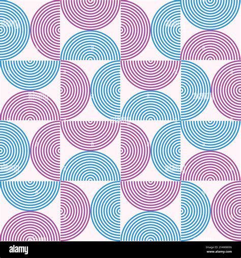 Mid Century Modern Geometric Lines Seamless Pattern In Pink And Blue For Wall Art Backgrounds