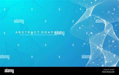 Digits Abstract Background With Connected Line And Dots Wave Flow