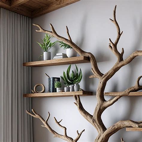 Decorative Tree Branch Bookshelf Wall Mounted Bookshelf Handmade Furniture Bookshelf Home