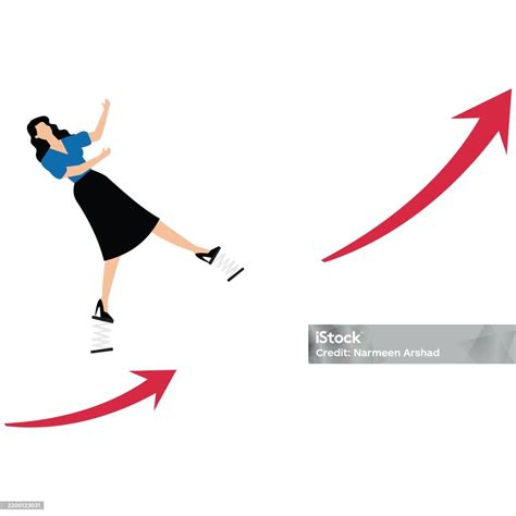 변화하거나 변모하고 뒤돌아보고 역경에 도전하고 역경을 극복하고 성장의 아래쪽 화살표에서 위쪽 화살표로 장대높이뛰기를 하는 여성