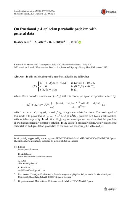 Pdf On Fractional P Laplacian Parabolic Problem With General Data